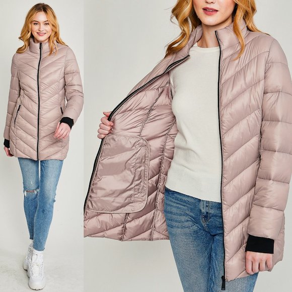 Love Tree | Jackets & Coats | New Taupe Ultra Light Long Line Thumb ...